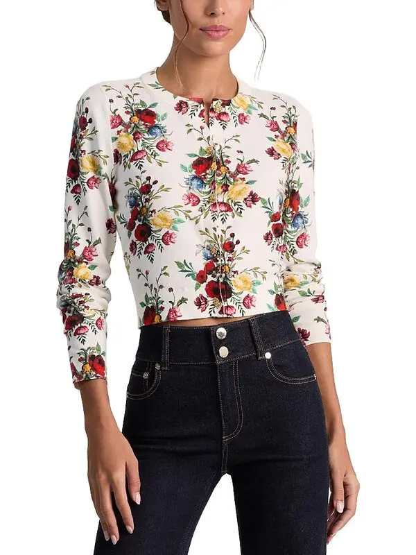 Alice + Olivia Carson Crewneck Cardigan Sweater - Gilded Rose
