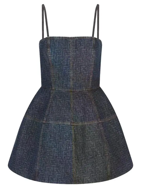 Fendi Bustier Quilted Cotton Dress - Blue