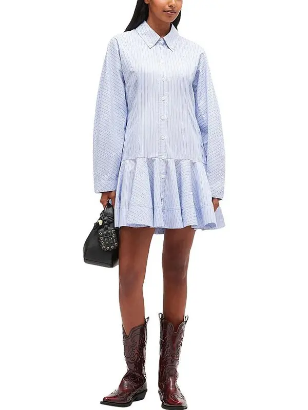 GANNI Striped Shirt Dress - Lavender Lustre