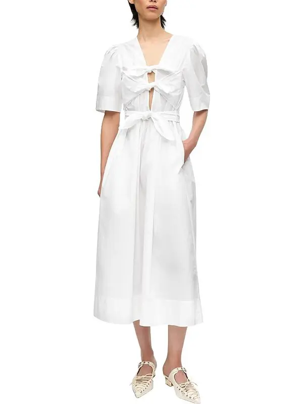 GANNI Stretch Cotton Dress - Bright White