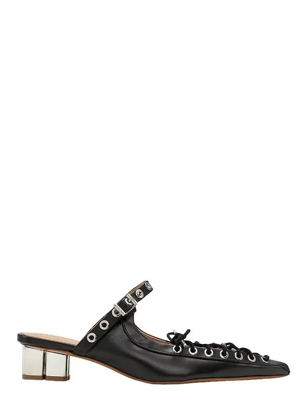 GANNI Eyelets Lace Up Mule Pumps - Black