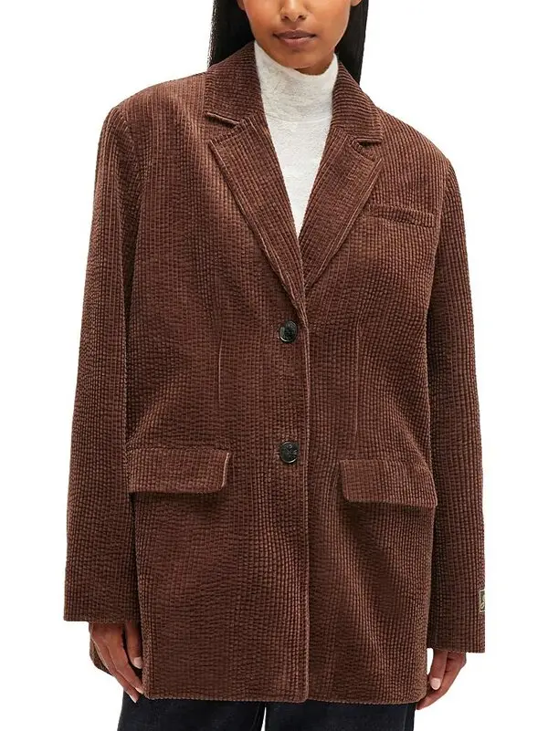 GANNI Seersucker Corduroy Jacket - Chicory Coffee