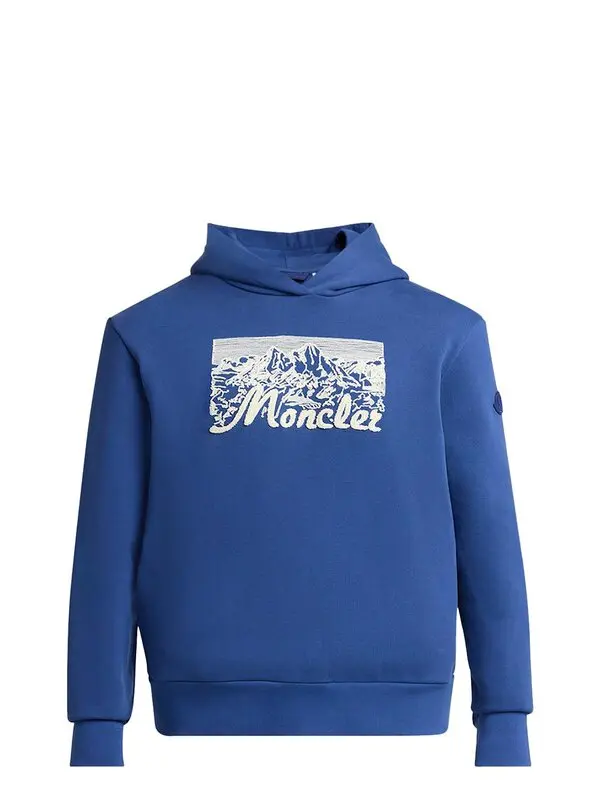 Moncler Chenille Mountain Logo Hoodie - Dark Blue