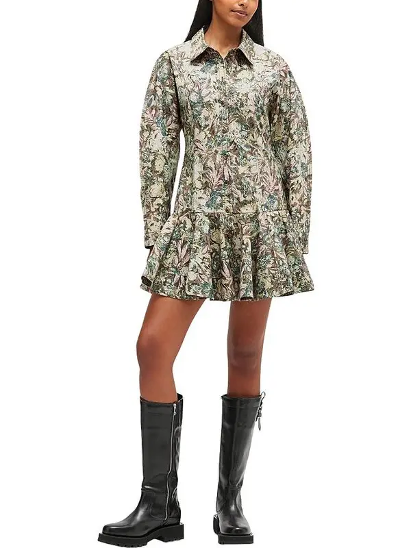 GANNI Floral Tapestry Shirt Dress - Jadeite
