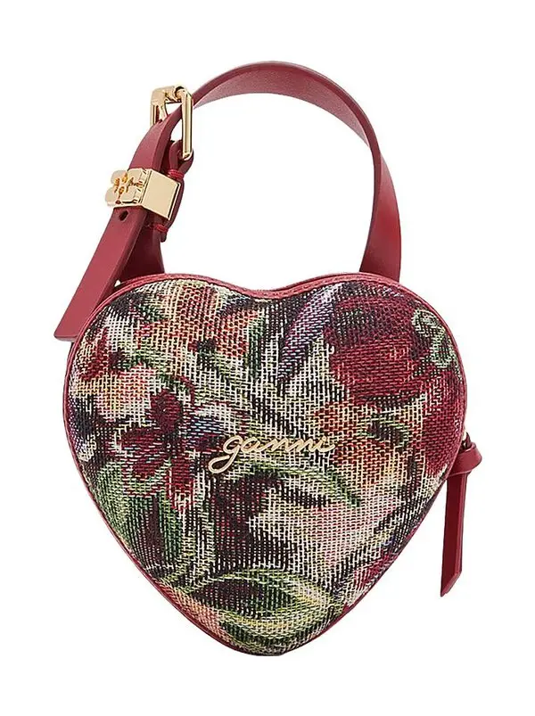 GANNI Nano Heart Tapestry Bag - Tawny Port