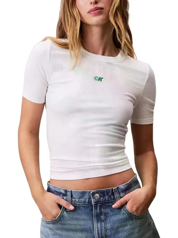 Calvin Klein Logo Ribbed T-shirt - White