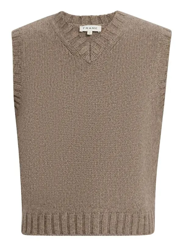 FRAME Yak Wool Knit Vest - Dark Taupe