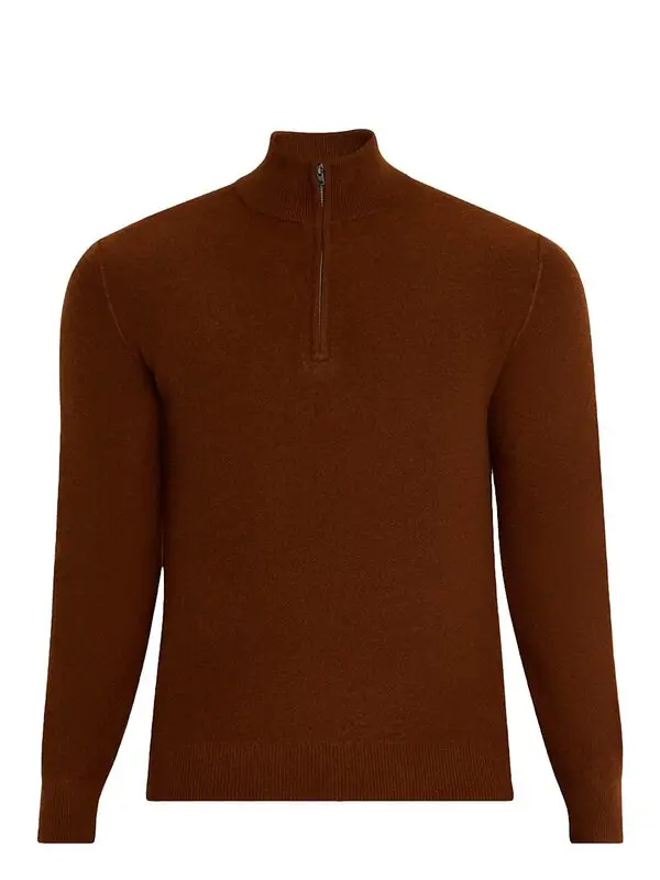 Vince Plush Cashmere Quarter-zip Sweater - Copperhead