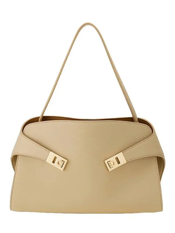 FERRAGAMO Hug Soft Leather Handbag - Stone