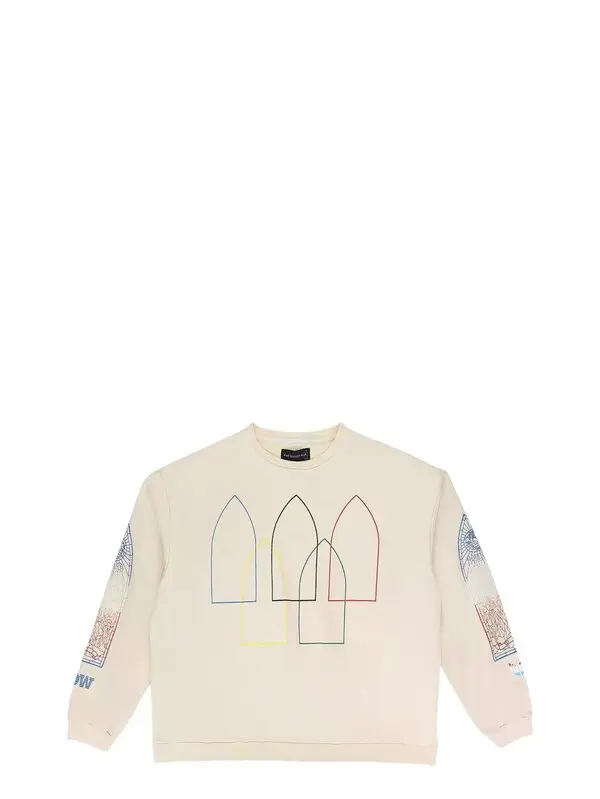 WHO DECIDES WAR Intertwined Windows Graphic Hoodie - Neutrals
