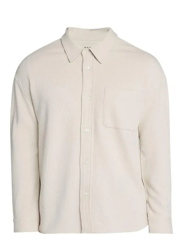 FRAME Cotton Waffle Texture Button-down Shirt - Beige