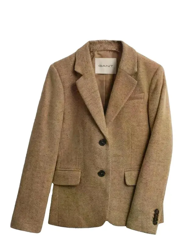 Gant Herringbone Blazer - Brown