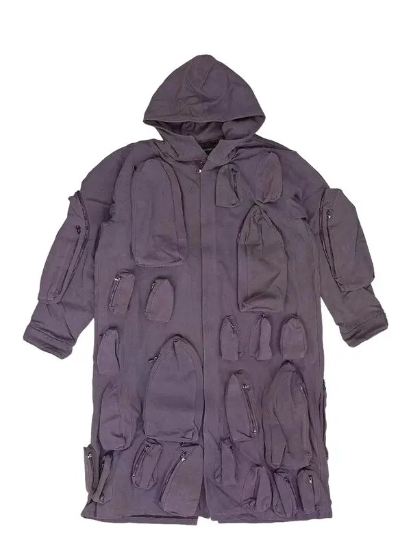 WHO DECIDES WAR Zipped Pocket Hooded Coat - Purple