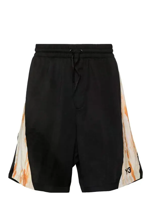 Y3 Tie-dye Print Track Shorts - Black