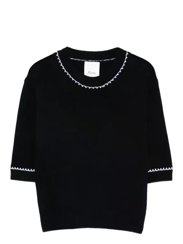 ALLUDE Contrast-trim T-shirt - Blue