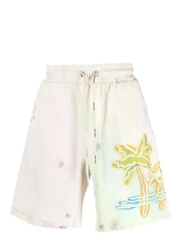 Palm Angels Palm-print Track Shorts - Neutrals