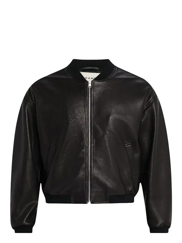 FRAME Leather Bomber Jacket - Black