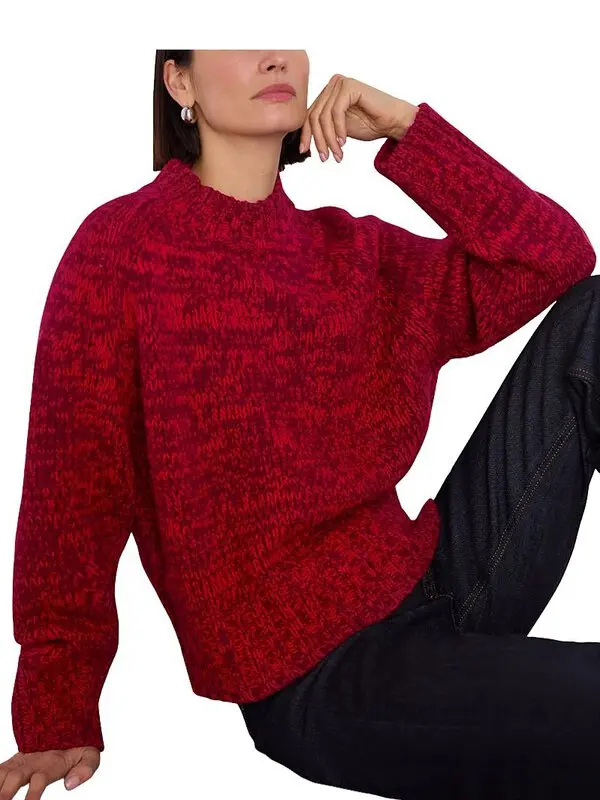Whistles Chunky Wool Fleck Knit Sweater - Red/multi