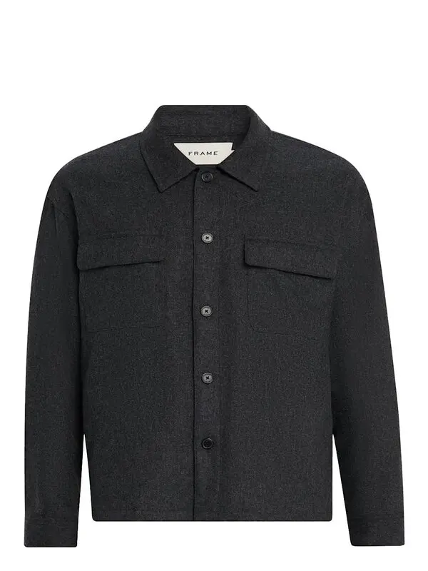 FRAME Wool-blend Two-pocket Overshirt - Gray