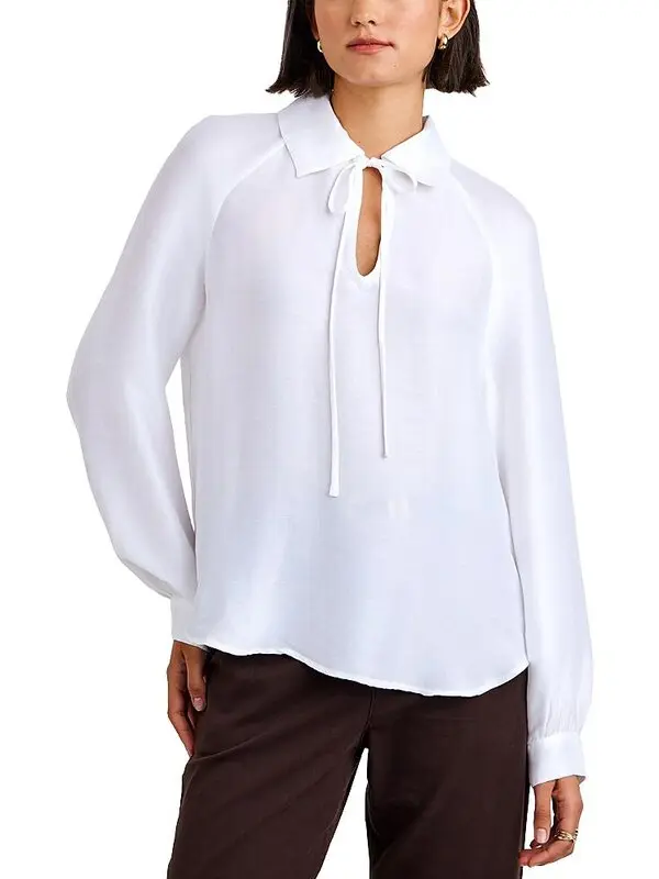Bella Dahl Collared Raglan Sleeve Top - White