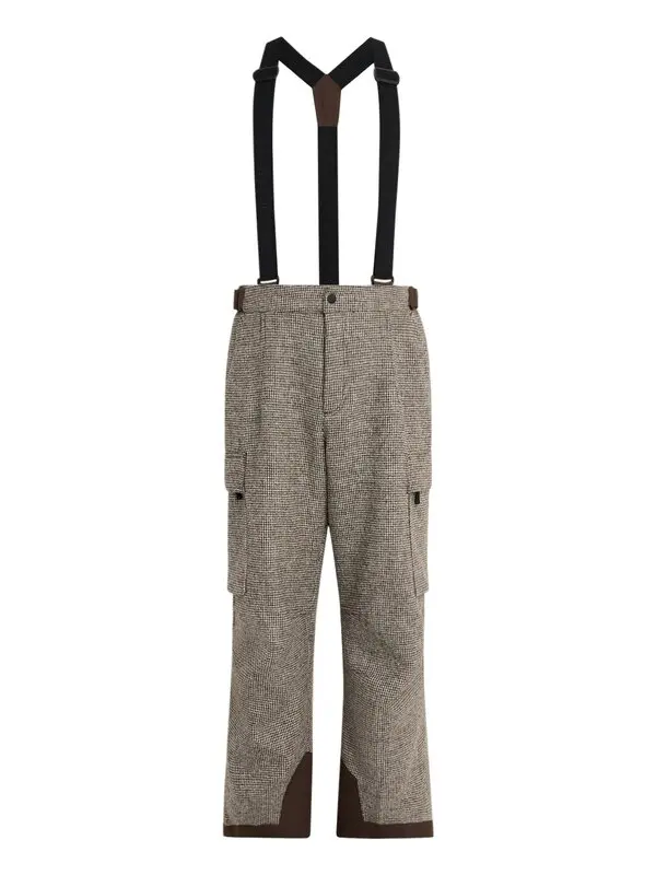 Moncler Houndstooth Wool Ski Pants With Detachable Suspenders - Orange