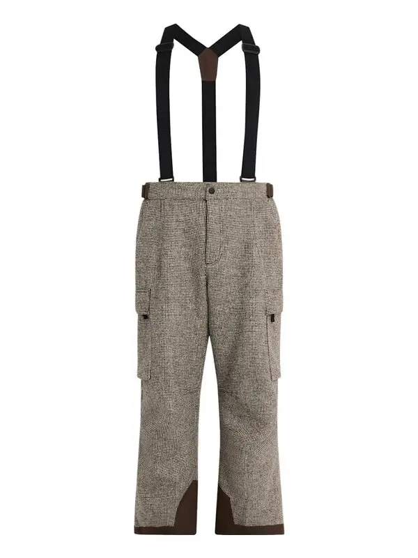 Moncler Houndstooth Wool Ski Pants With Detachable Suspenders - Orange