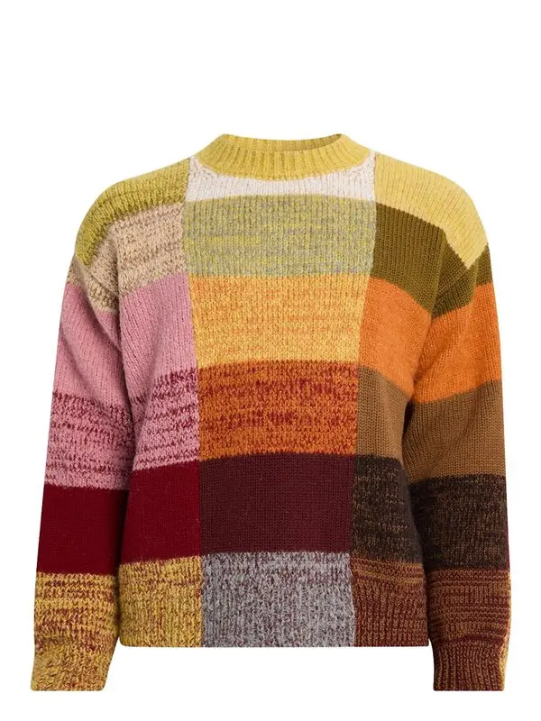 Dries Van Noten Marti Color-block Knit Crewneck Sweater - Mustard
