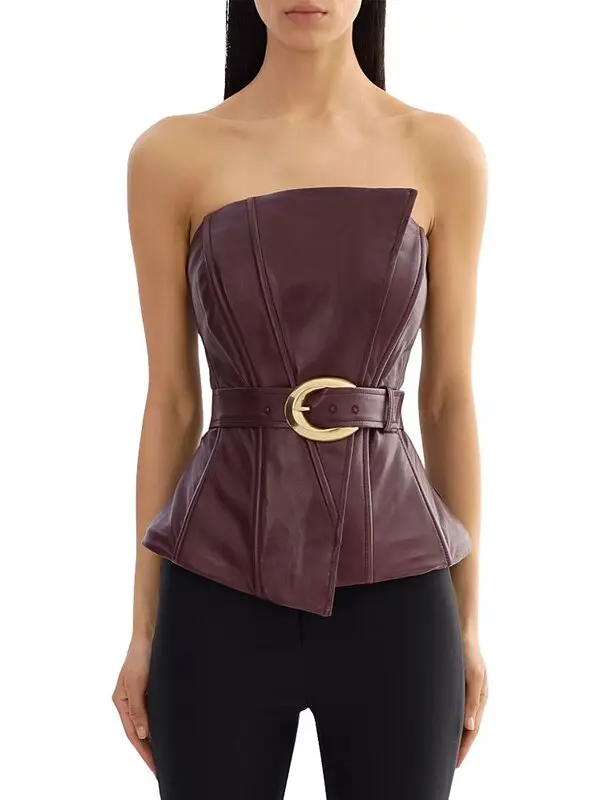 LAMARQUE Leather Belted Corset Top - Vamp