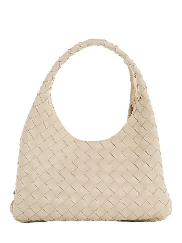 Bottega Veneta Campana Small Intrecciato Leather Shoulder Bag - Sea Salt/muse Brass