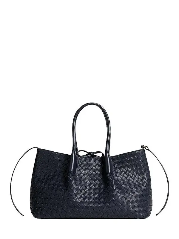 Bottega Veneta Pinacoteca Intrecciato Reversible Tote - Midnight/muse Brass
