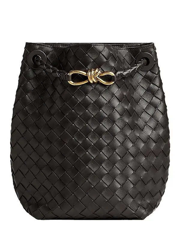 Bottega Veneta Andiamo Small Intrecciato Leather Bucket Bag - Fondant/muse Brass