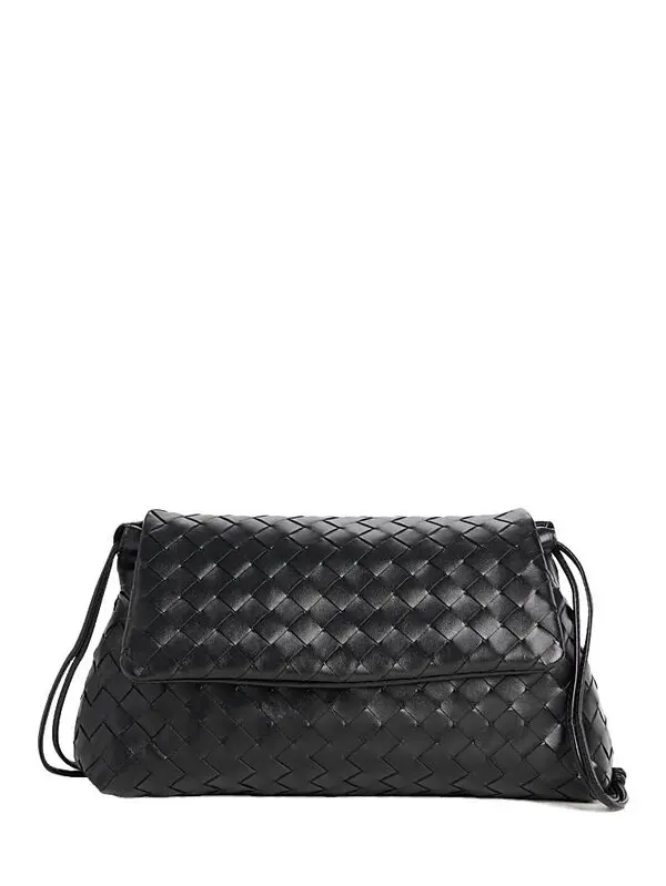 Bottega Veneta Giorno Intrecciato Shoulder Bag - Black/gold