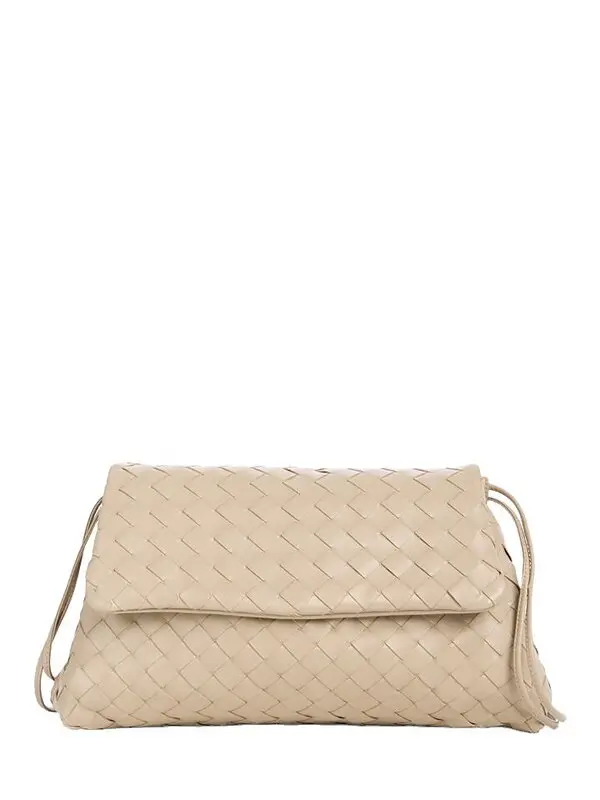 Bottega Veneta Giorno Intrecciato Shoulder Bag - Ecru/gold