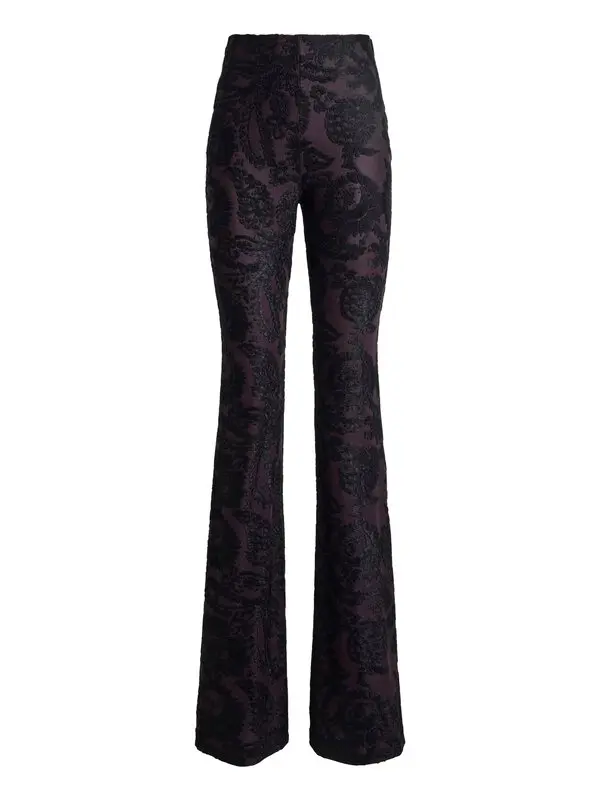 Etro Flocked Stretch-velvet Flared Pants - Black