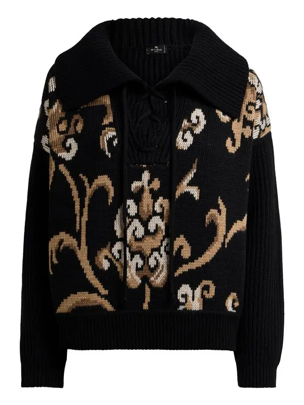 Etro Patterned Wool Sweater - Black