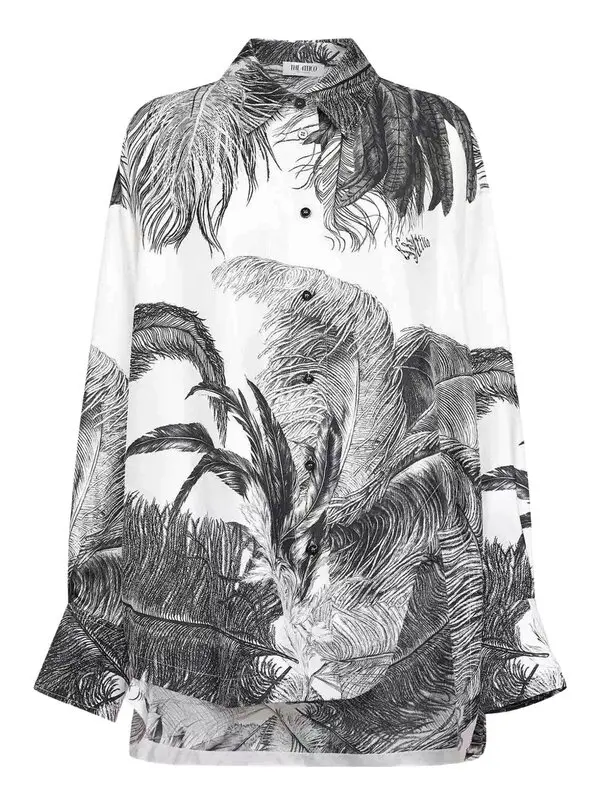 Attico Diana Feather-print Shirt - White