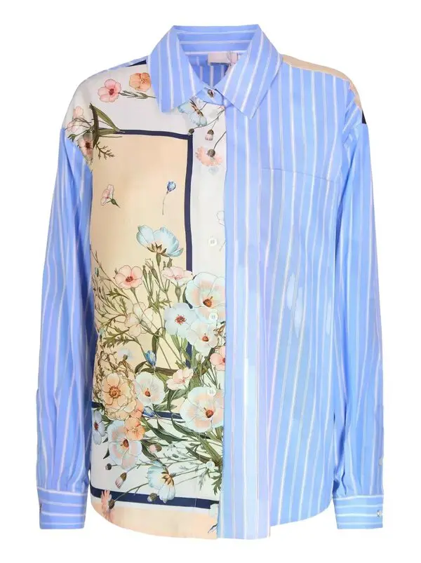 Liu Jo Printed Twill And Poplin Shirt - Blue