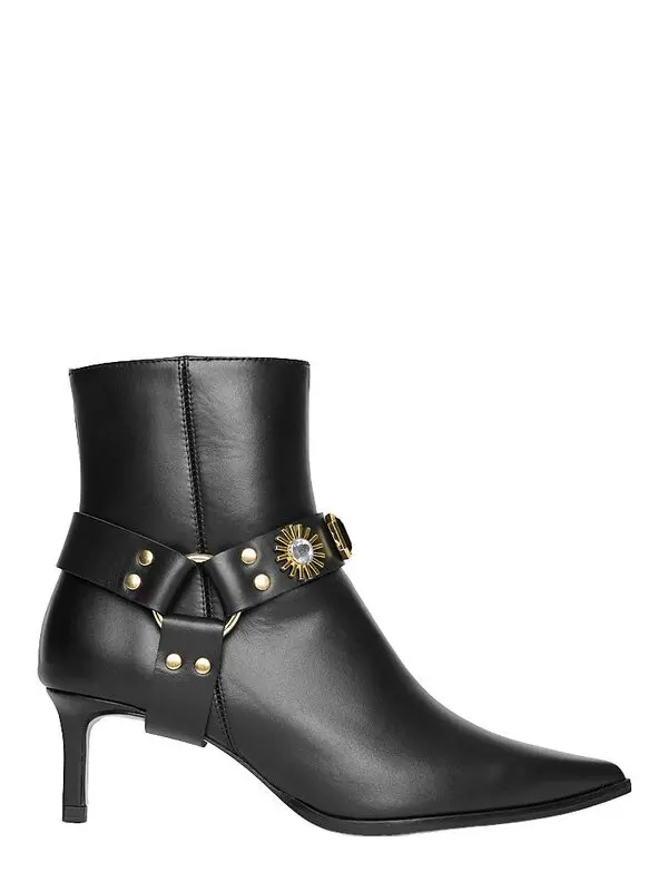Freda Salvador Haden Embellished Leather Booties - Black Calf