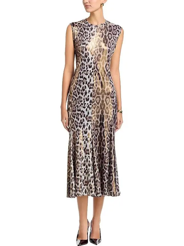 NANCY YANG Fitted Maxi Dress - Leopard