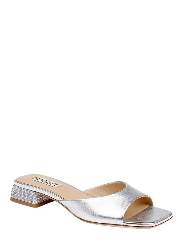 Badgley Mischka Oahu Embellished Heeled Sandals - Silver Leather