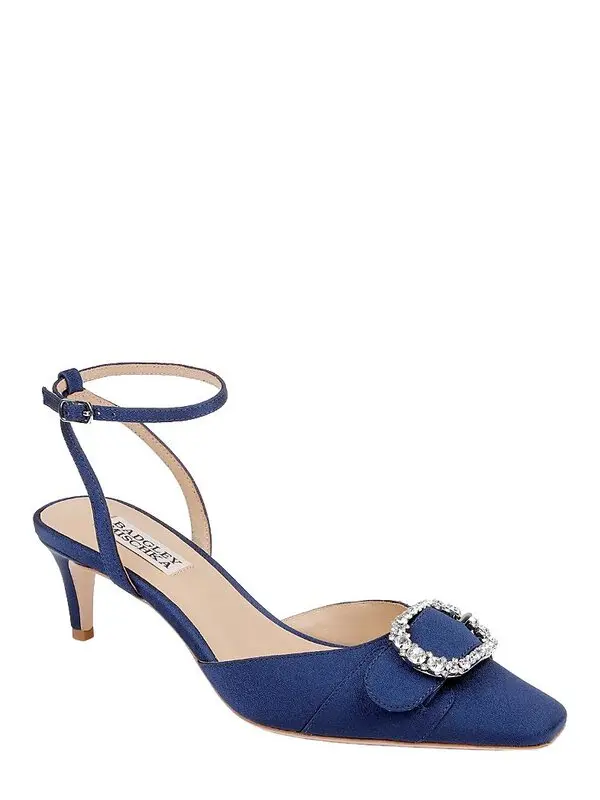 Badgley Mischka Odesza Leather Pumps - Navy Crepe