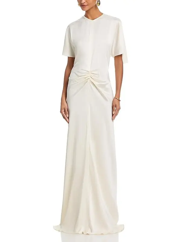 Victoria Beckham Gathered Waist Floor Length Dress - Ivory