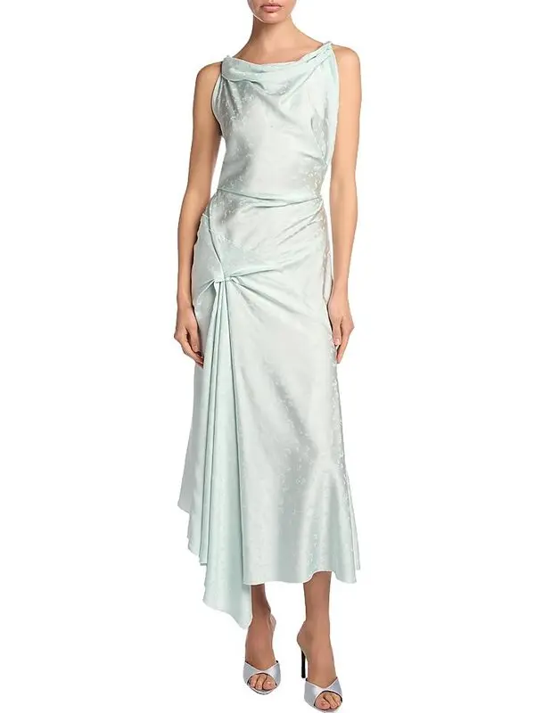 Victoria Beckham Asymmetric Draped Midi Dress - Aquamarine