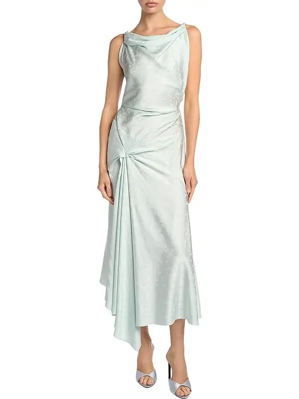Victoria Beckham Asymmetric Draped Midi Dress - Aquamarine