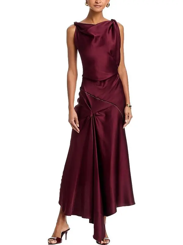 Victoria Beckham Asymmetric Draped Midi Dress - Cinnabar Red