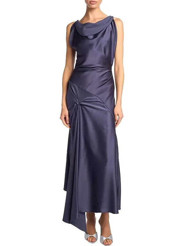 Victoria Beckham Asymmetric Draped Midi Dress - Eclipse