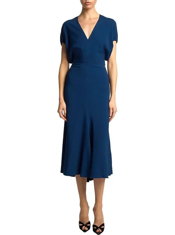 Victoria Beckham Blouson Midi Dress - Dark Ocean
