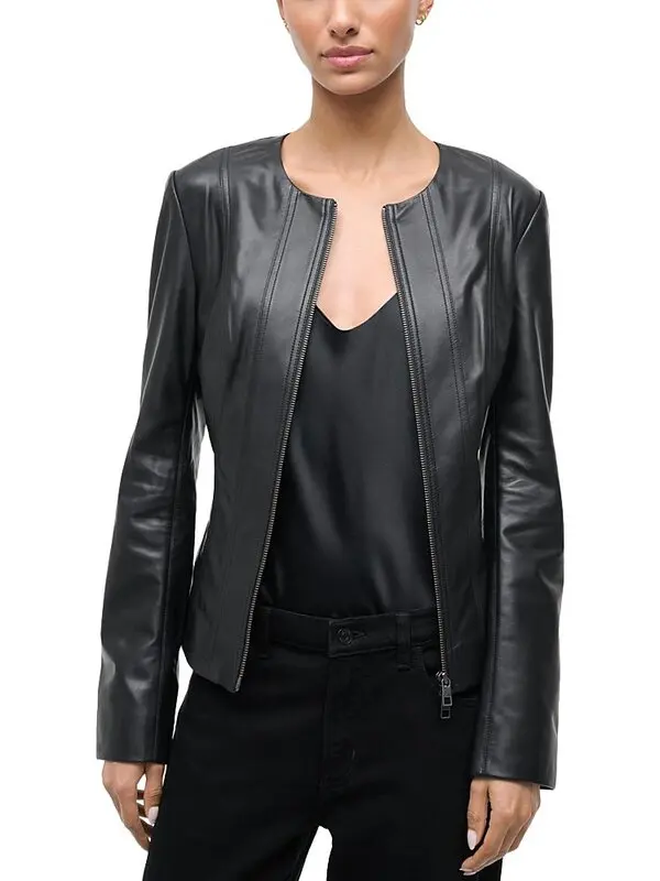 Staud Wells Leather Jacket - Black