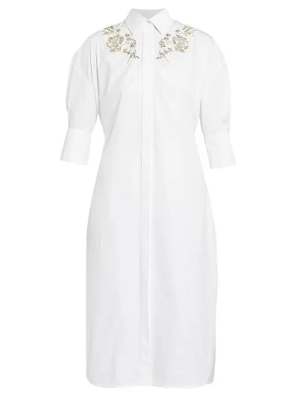 Erdem Short Sleeve Shirt Dress - White