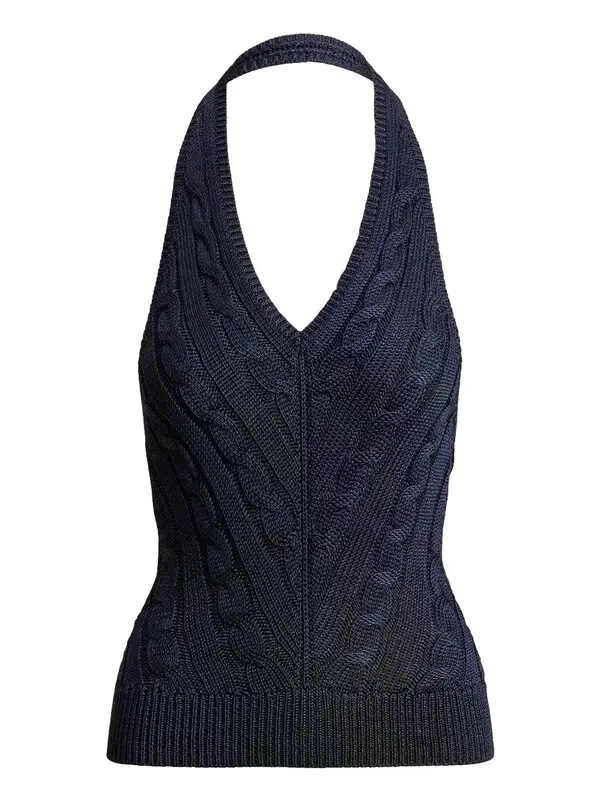 Ralph Lauren Cable-knit Halterneck Top - Blue